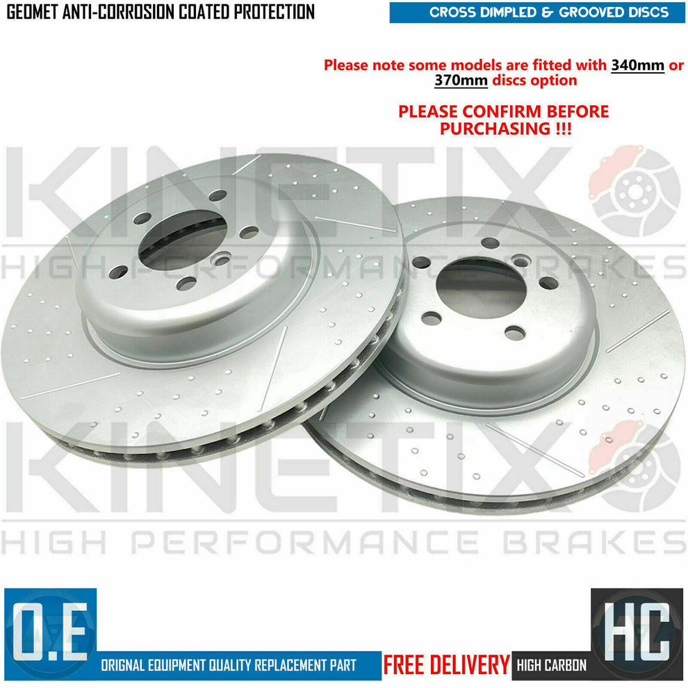 FOR BMW 3/4 SERIES FRONT DIMPLED GROOVED BRAKE DISCS BREMBO PADS + WIR ...